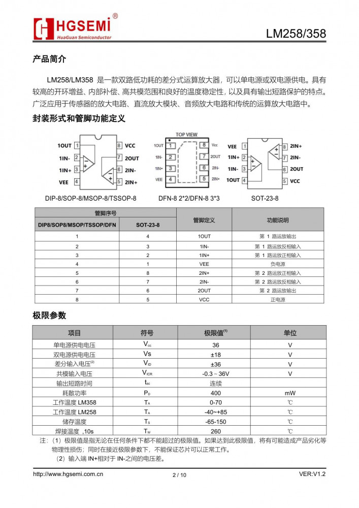 LM258N datasheet page 2