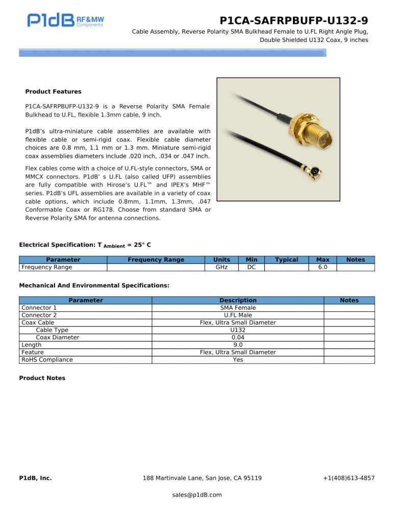 Product documentation image for P1CA-SAFRPBUFP-U132-9