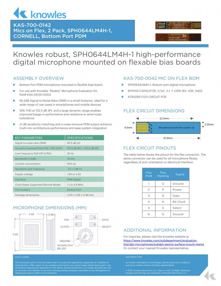 Knowles KAS-700-0142 technical document