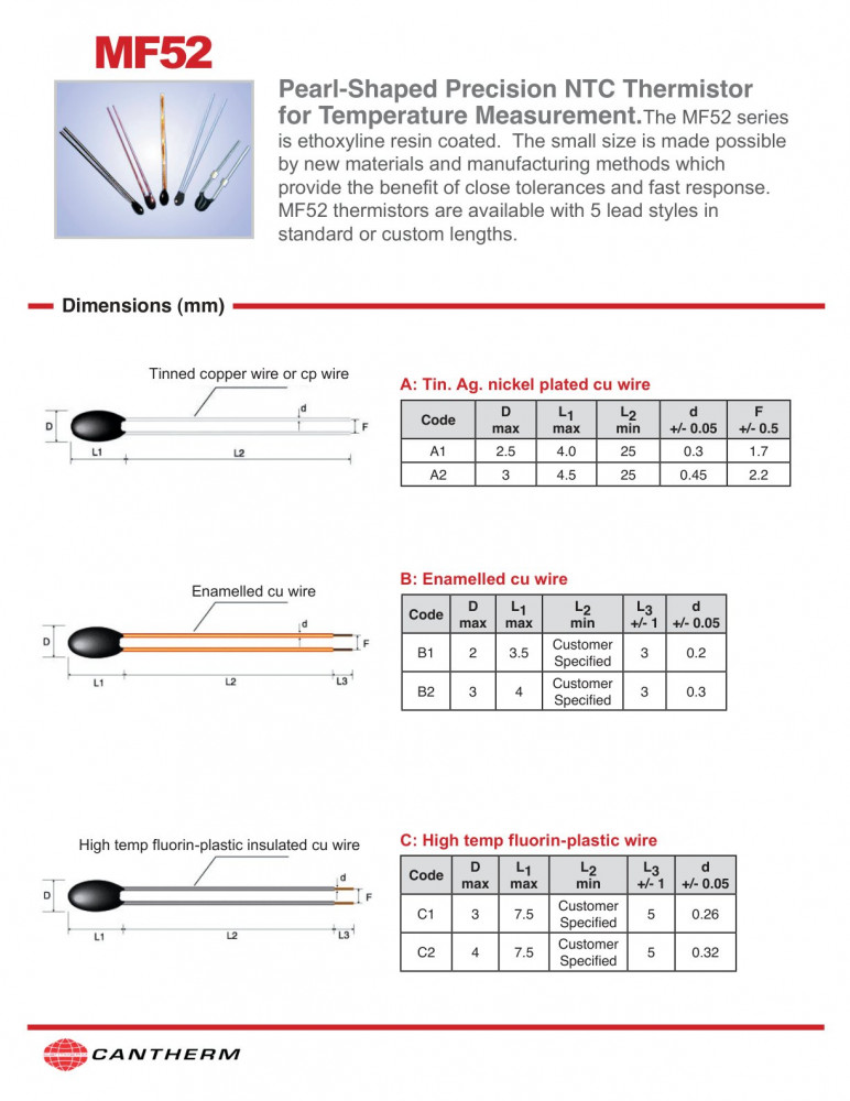 Cantherm MF52 technical document page 2