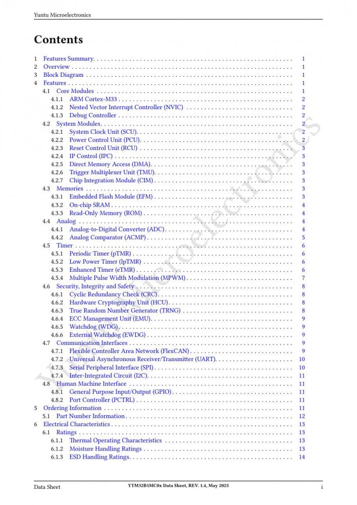 YTM32B1MC0x datasheet page 3