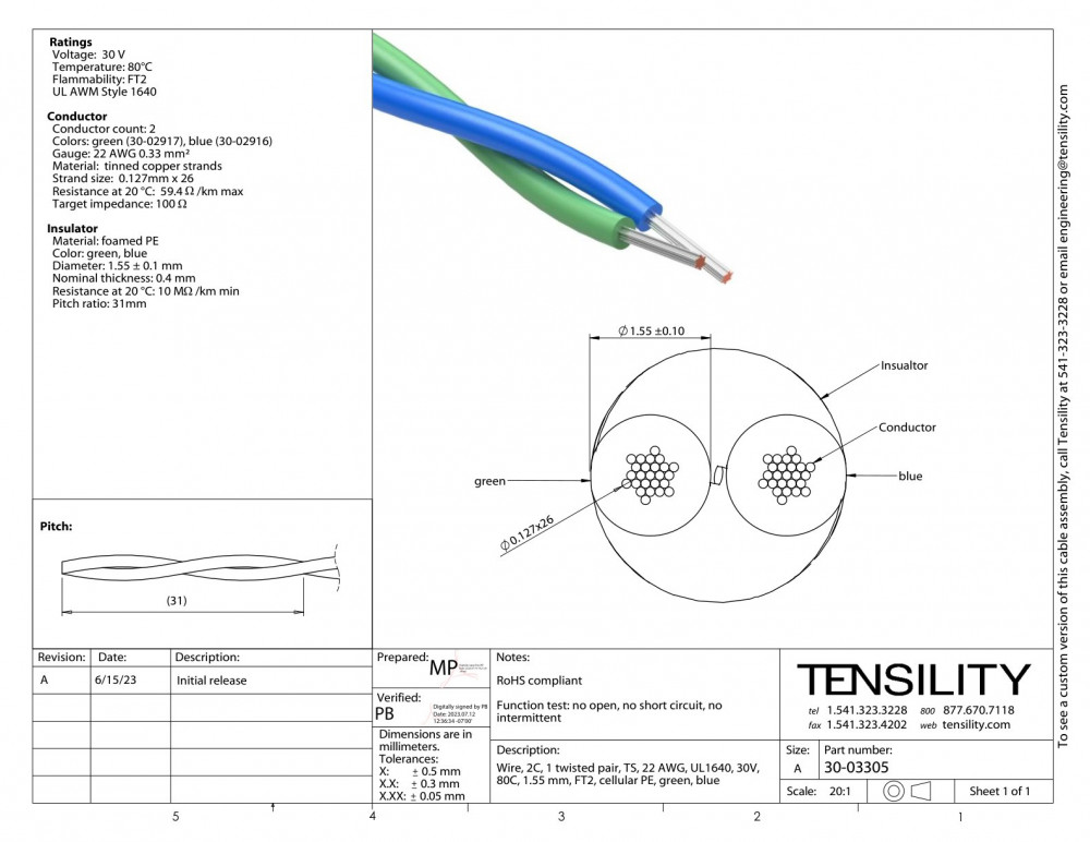 Tensility International 30-03305 product drawing