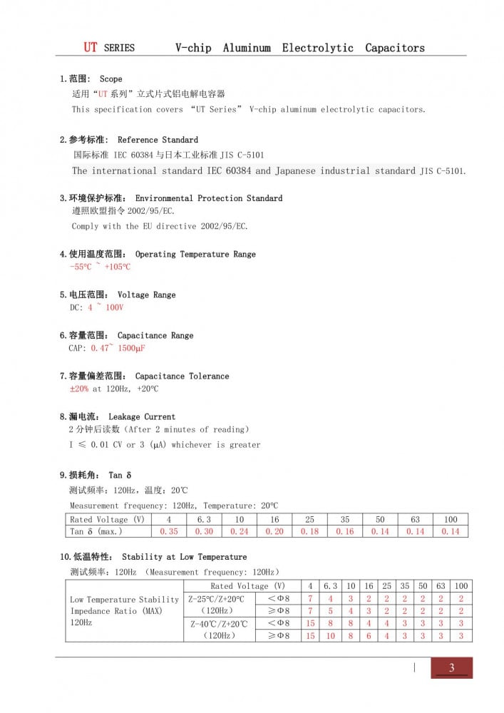 Chengx UT Series datasheet page 3