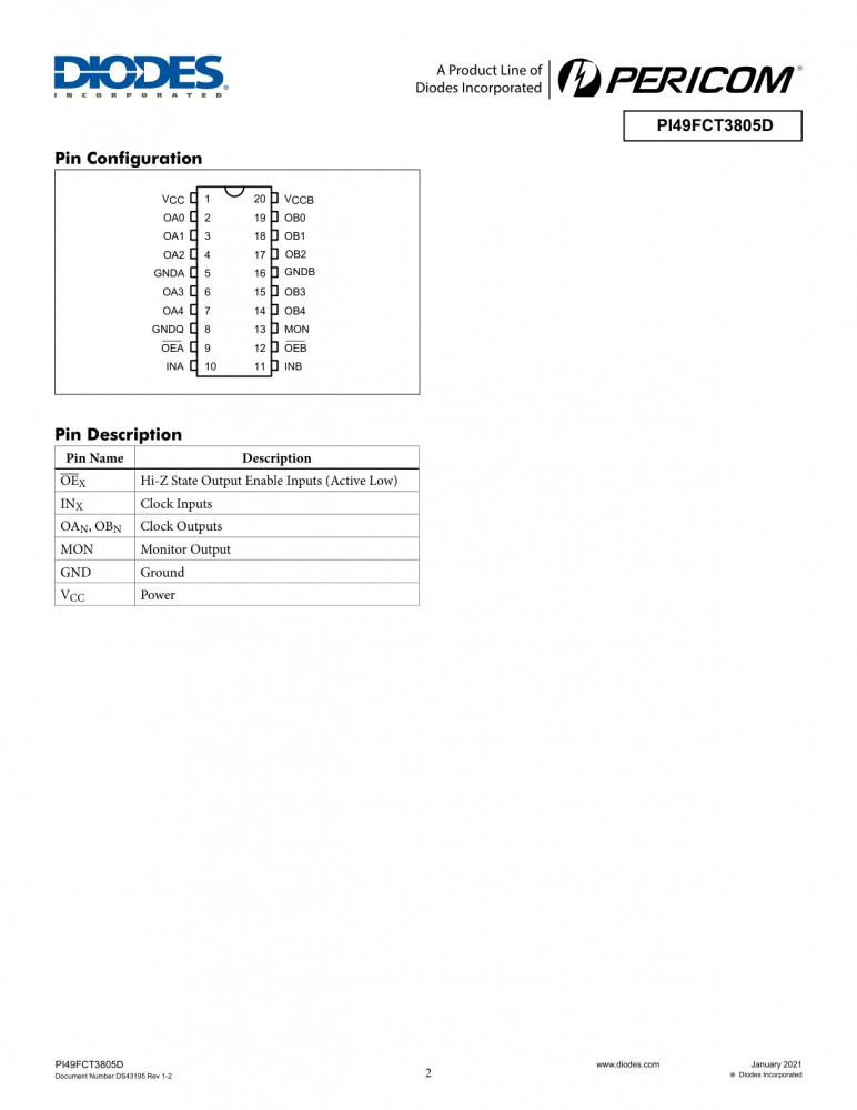 PI49FCT3805QEX datasheet page 2