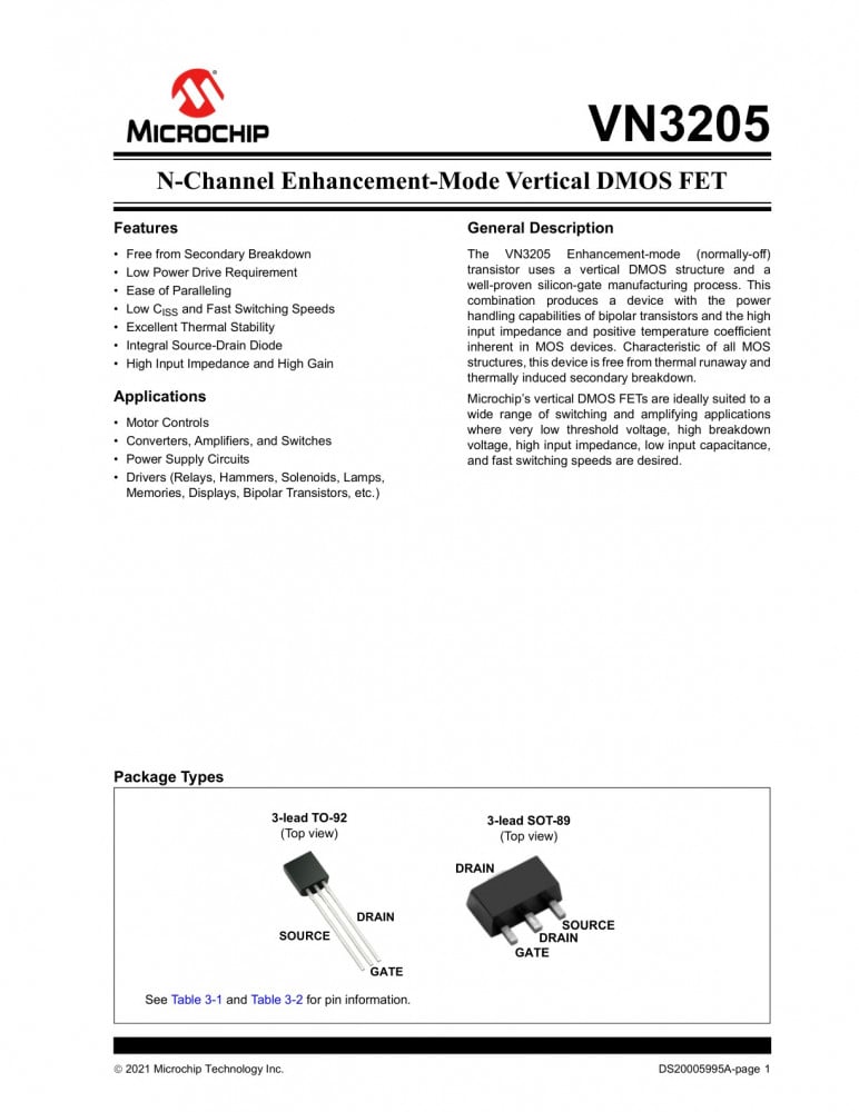 VN3205 datasheet page 1