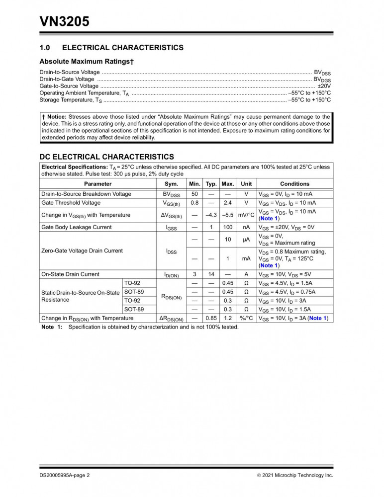 VN3205 datasheet page 2