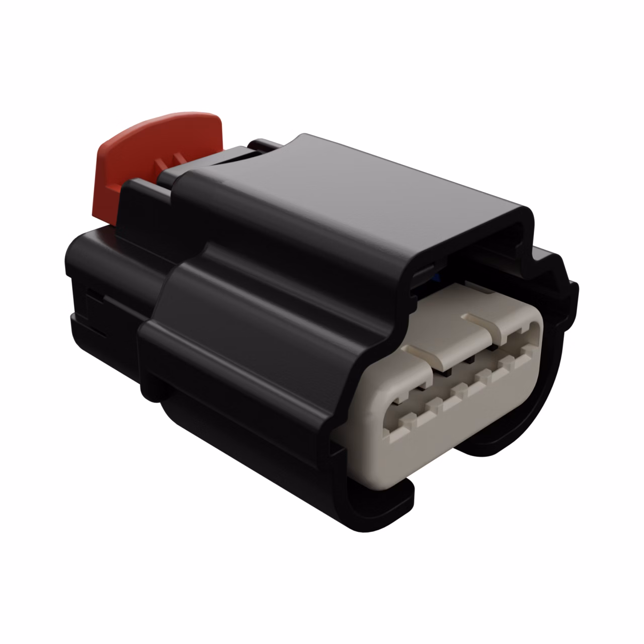 2.54mm MX64 Sealed Crimp Housing, Single Row, Kaizan Terminals, Black, 6  Circuits, Key A, with CPA Lock, Terminals 1, 3, and 6 Plugged for sale