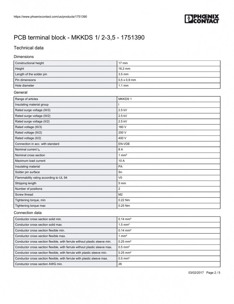 Phoenix Contact 1751390 technical document page 2