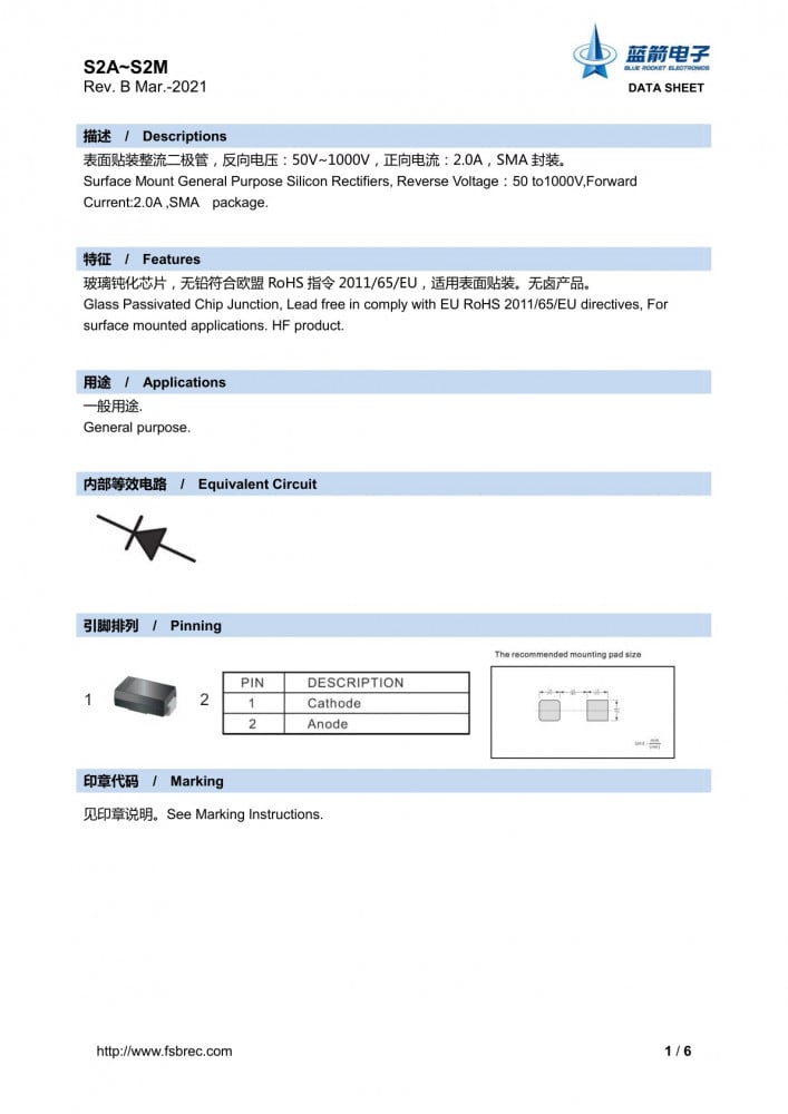 BLUE ROCKET S2M datasheet page 1