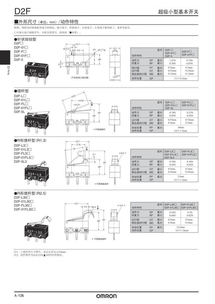 D2F-L technical document page 4