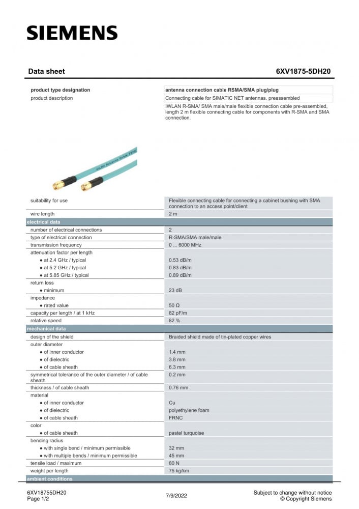 6XV18755DH20 technical document page 1