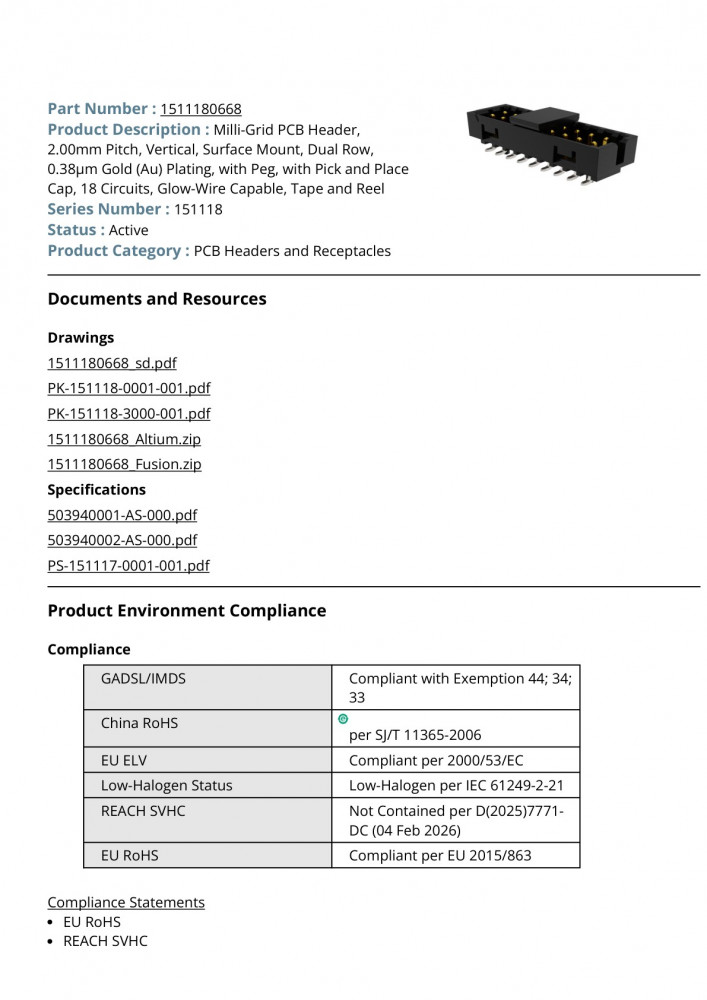 MOLEX product specification page 1