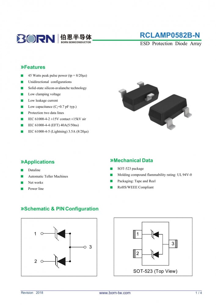 RCLAMP0582B-N datasheet page 1