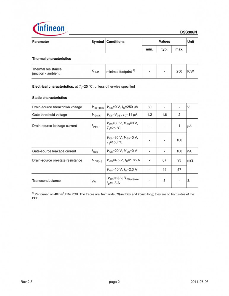 BSS306NH6327 datasheet page 2