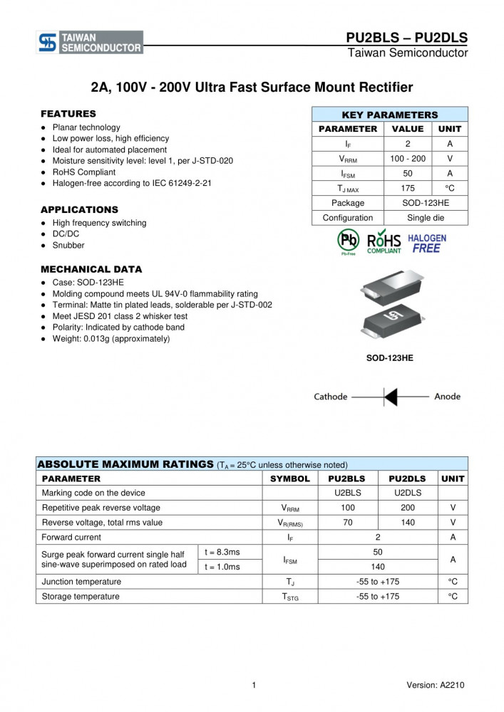 PU2BLS datasheet page 1