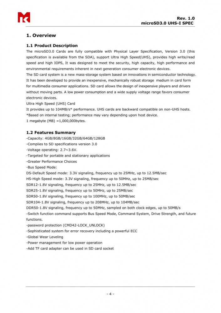 MK microSD specification page 3