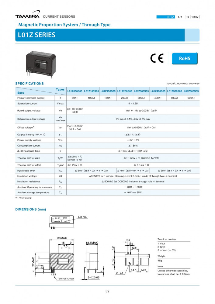 L01Z series technical document page 1