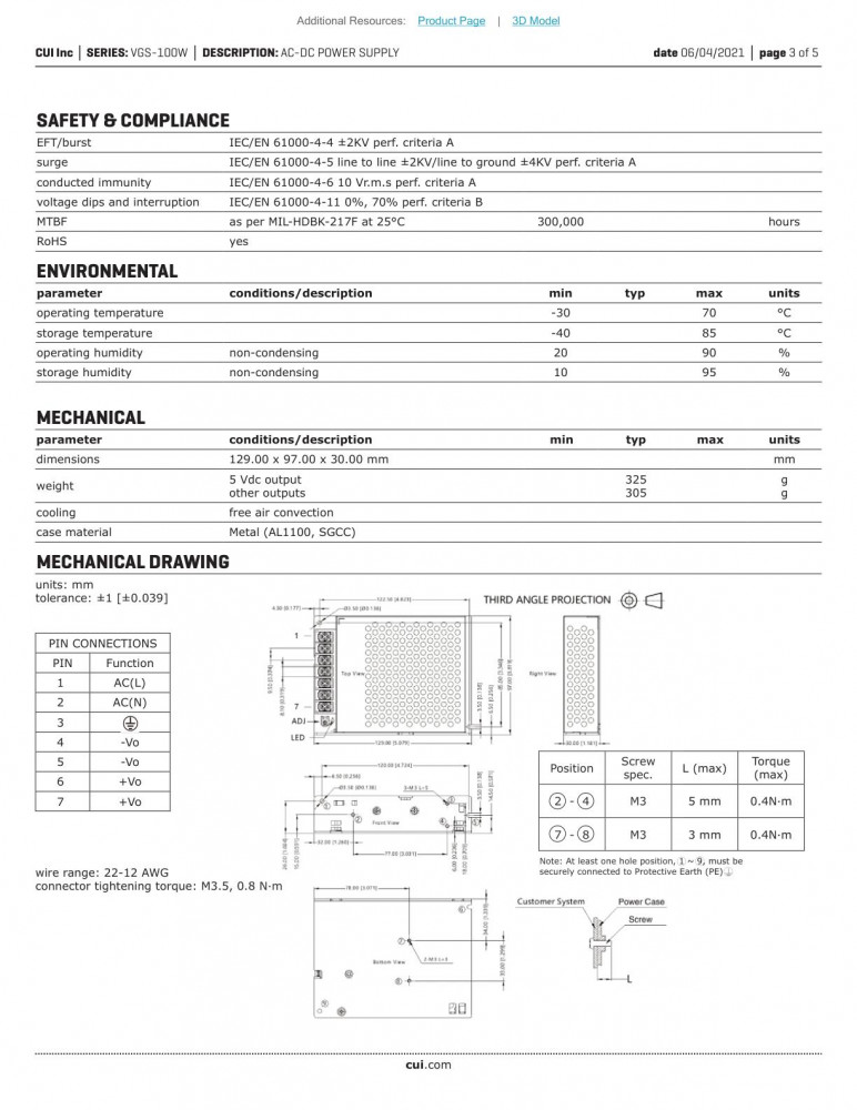 CUI VGS-100W datasheet page 3