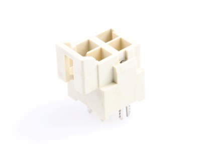 Ultra-Fit Vertical Header, 3.50mm Pitch, Dual Row, 4 Circuits, with Kinked Pins, 0.38µm Gold (Au) Plating, Natural, Glow-Wire Capable, Tray