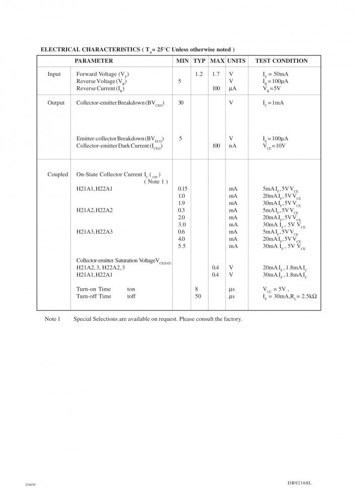 ISOCOM H21A2 datasheet page 2