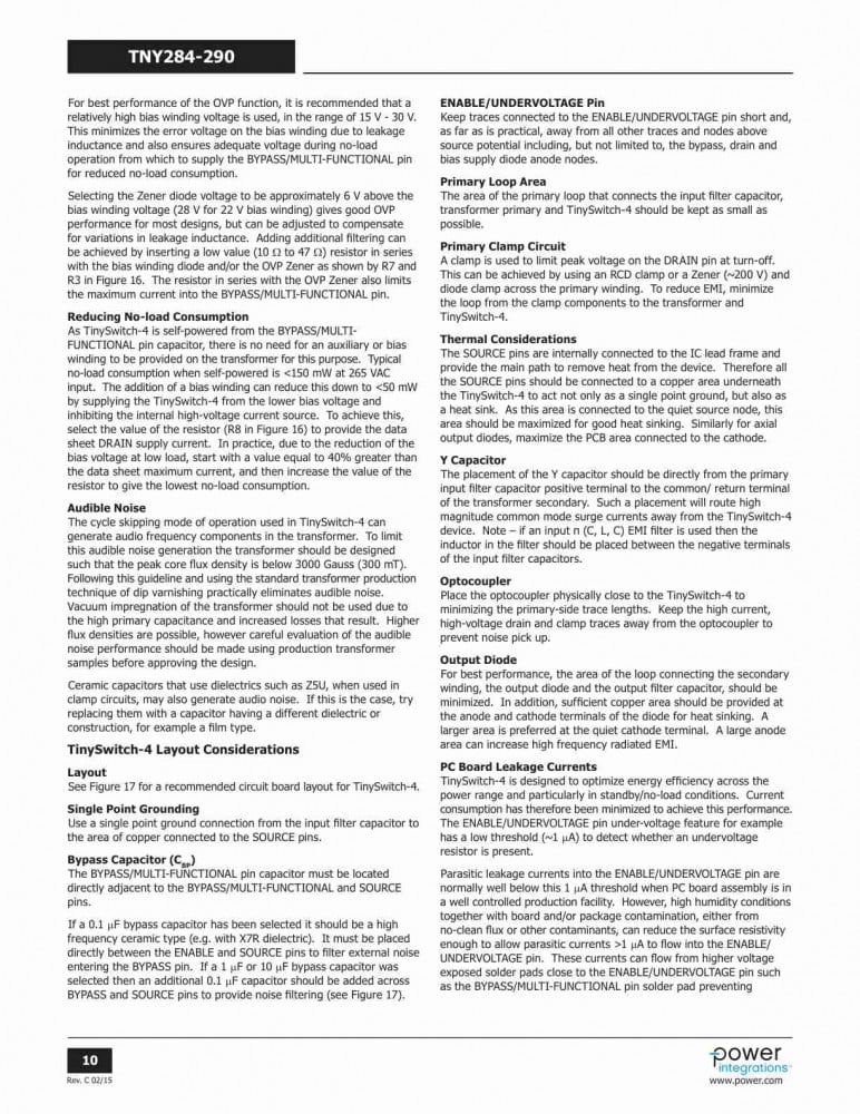 TNY284-290 TinySwitch-4 datasheet page 10