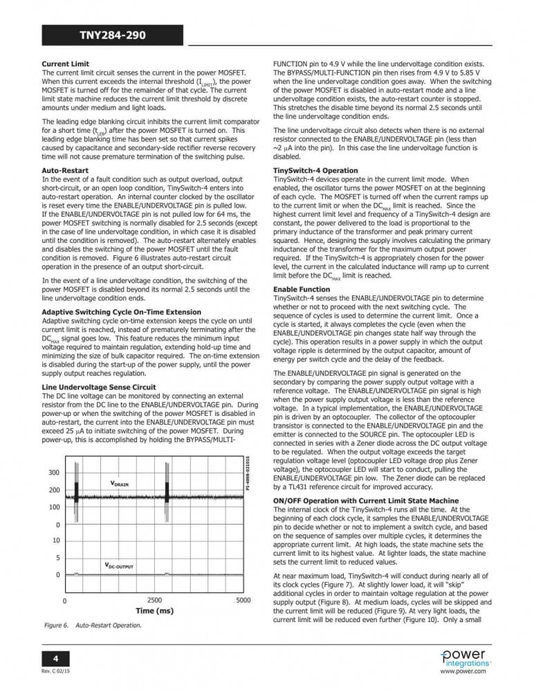 TNY284-290 TinySwitch-4 datasheet page 4