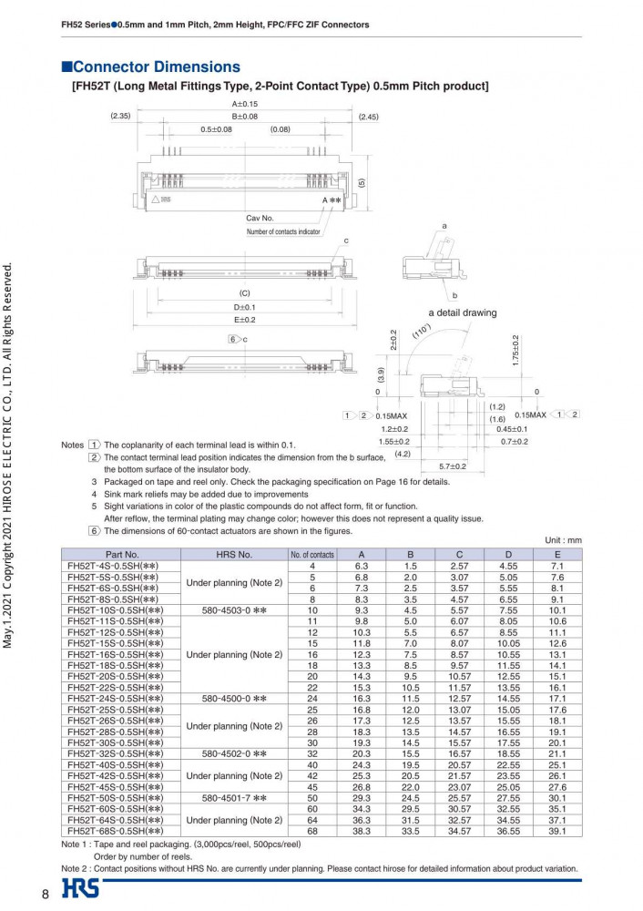 HRS FH52E datasheet page 8
