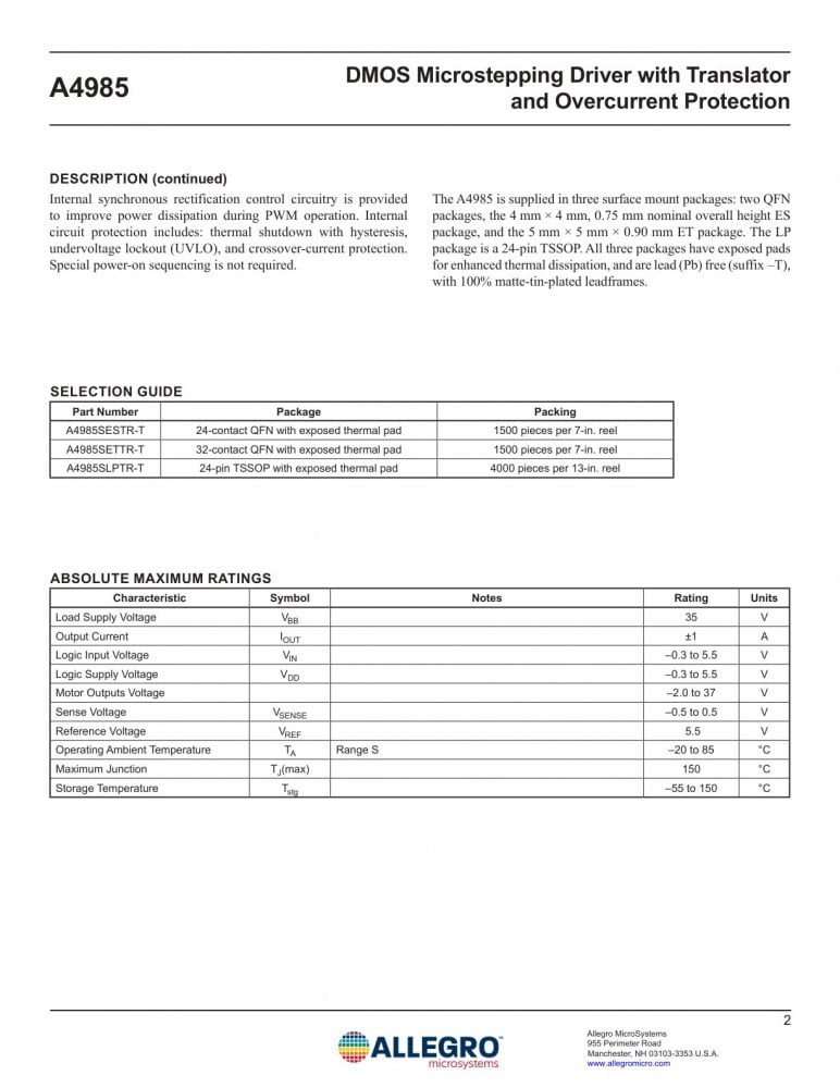 A4985 datasheet page 2
