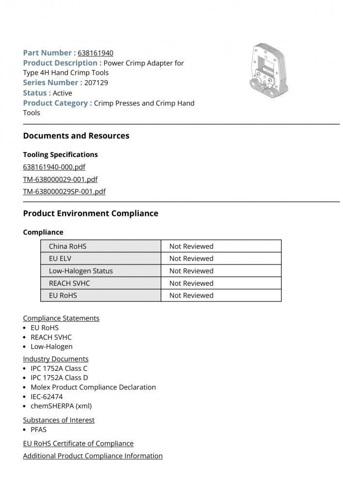 Tooling document preview, page 1