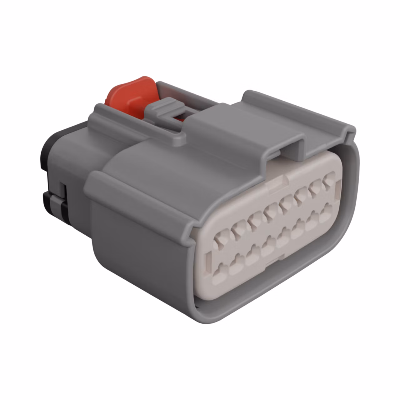 MX150 Mat-Sealed Female Connector Assembly, Dual Row, 16 Circuits, Keying Option B, with Clipslot, with Connector Position Assurance, Light Gray for sale
