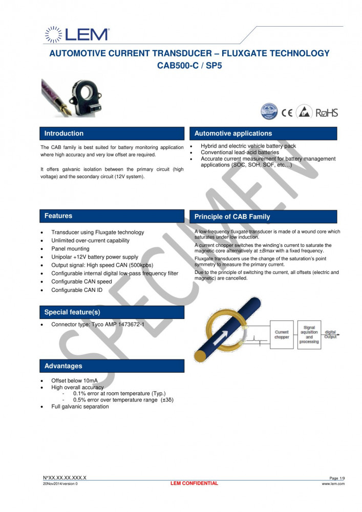 CAB500-C/SP5 datasheet page 1