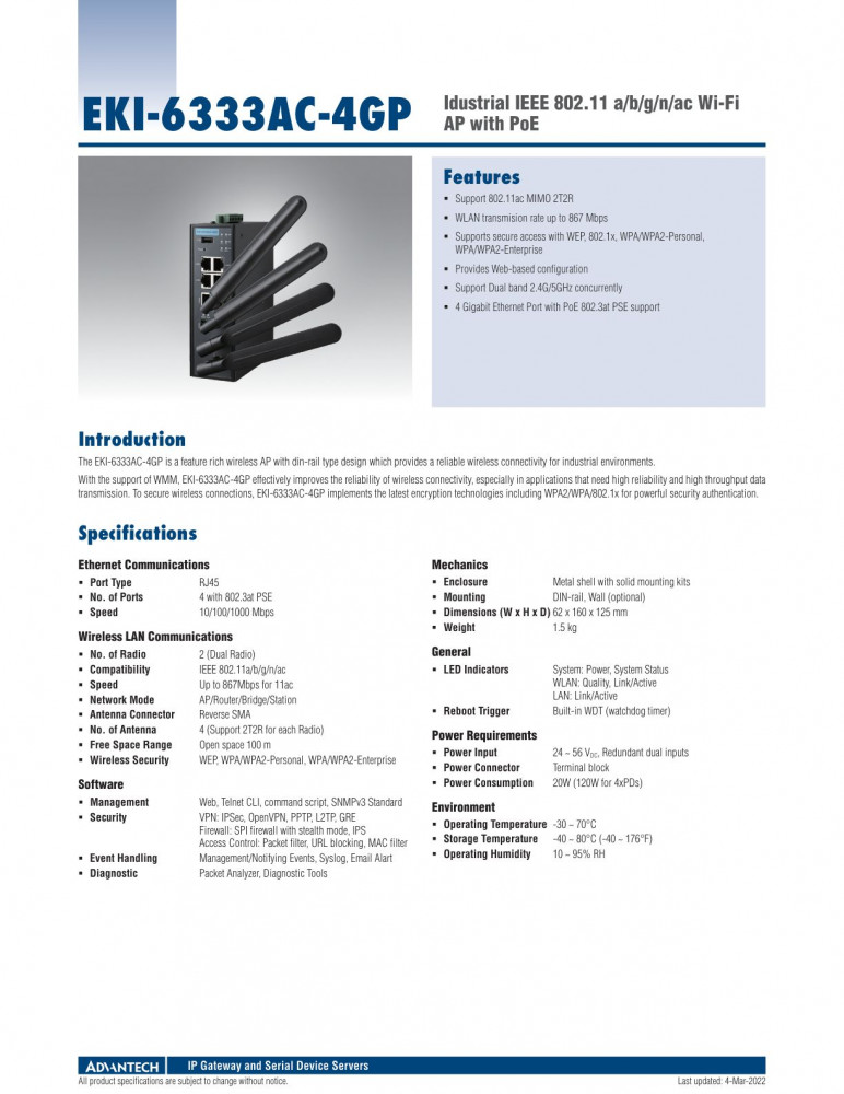 EKI-6333AC-4GP technical document, page 1