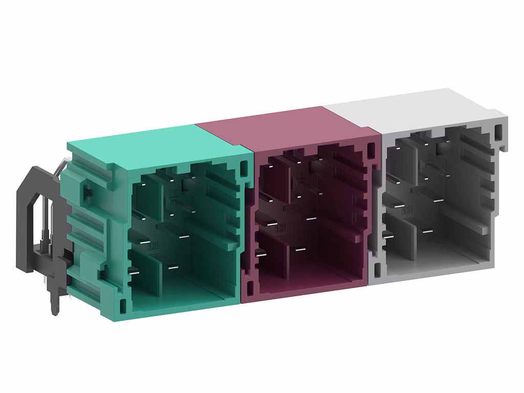 stAK50h 3 Bay Right-Angle Hybrid Header, 86 Circuits, Bay 1: 32 Circuits/Key 2/Blue; Bay 2: 27 Circuits/Key 2/Green; Bay 3: 27 Circuits/Key 1/Black; Tube