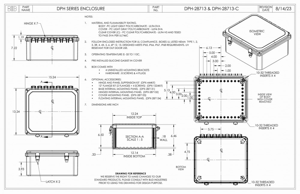 DPH-28713-C product documentation and dimensional drawing preview