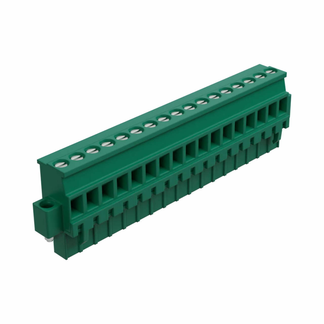 5.00mm Pitch Eurostyle Vertical Plug, with Retention Screws, Front Wire Entry, Green Housing, 17 Circuits for sale