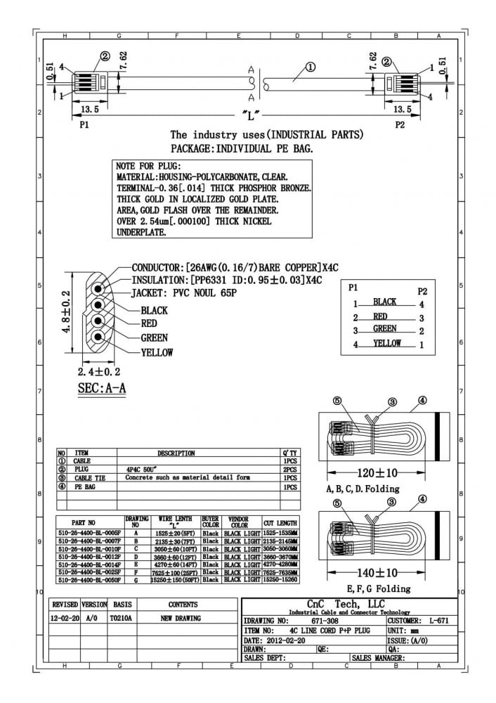 CNC Tech 510-26-4400-BL-0025F technical drawing