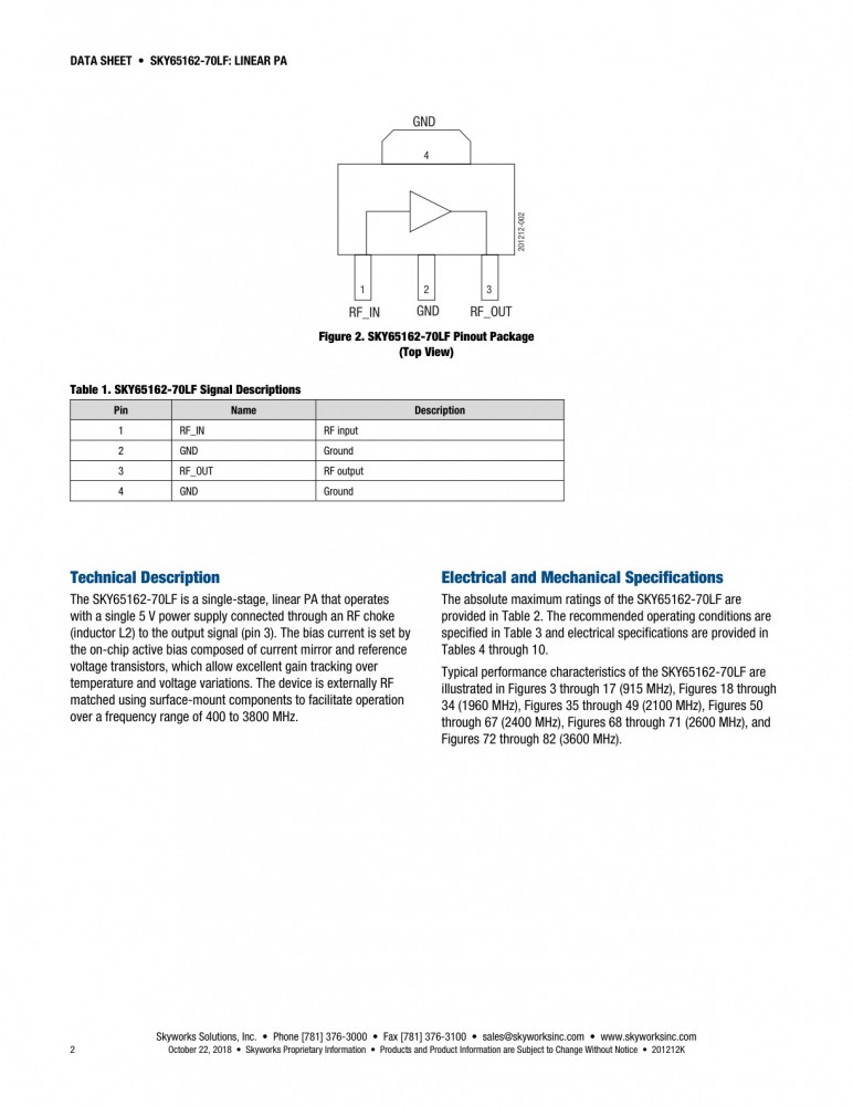 SKY65162-70LF datasheet page 2