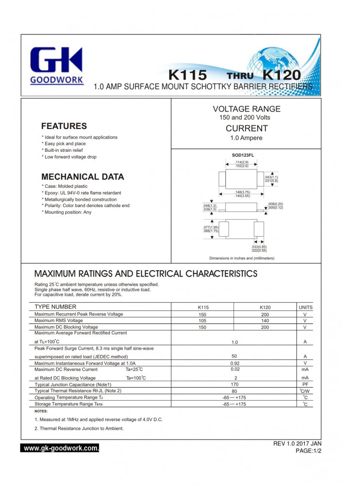 GOODWORK K120 datasheet page 1
