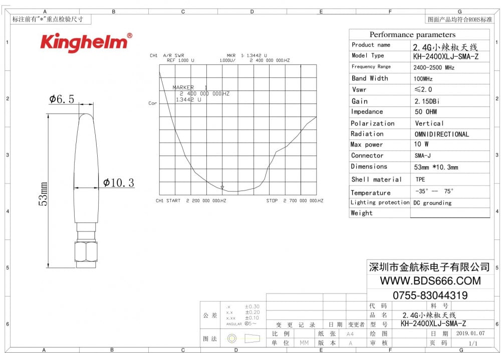 KH-2400XLJ-SMA-Z product document page