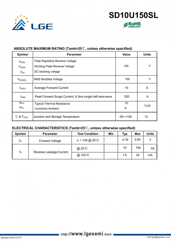 SD10U150SL datasheet page 2