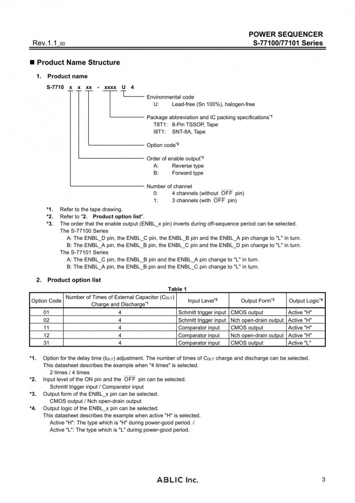 ABLIC S-77100/77101 datasheet page 3