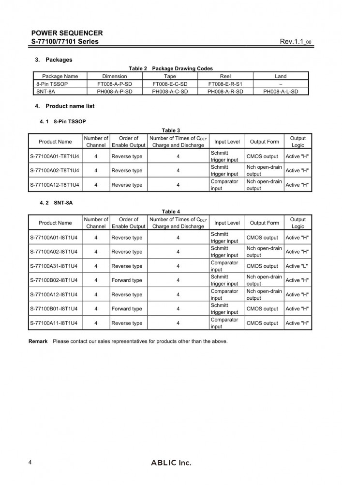 ABLIC S-77100/77101 datasheet page 4