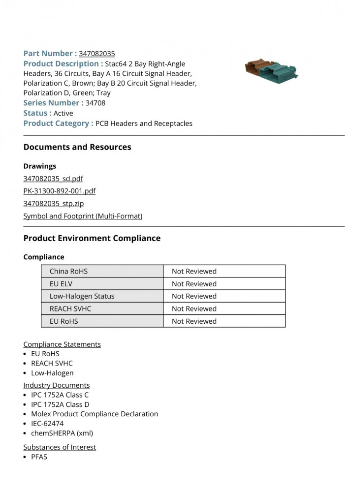 MOLEX 347082035 technical drawing preview, page 1