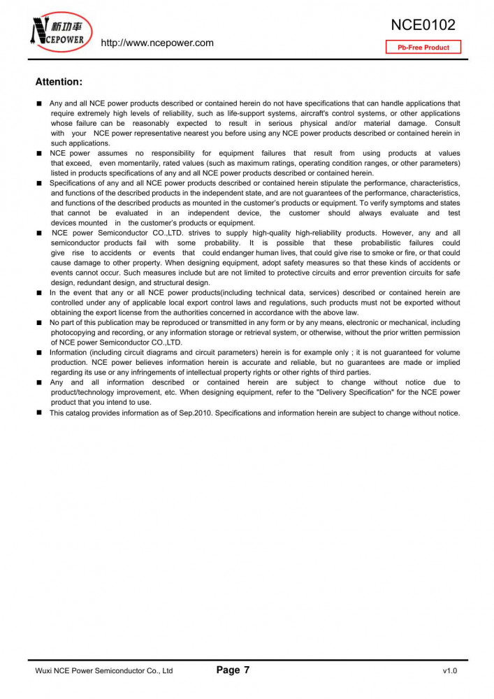 NCE0102 datasheet page 7