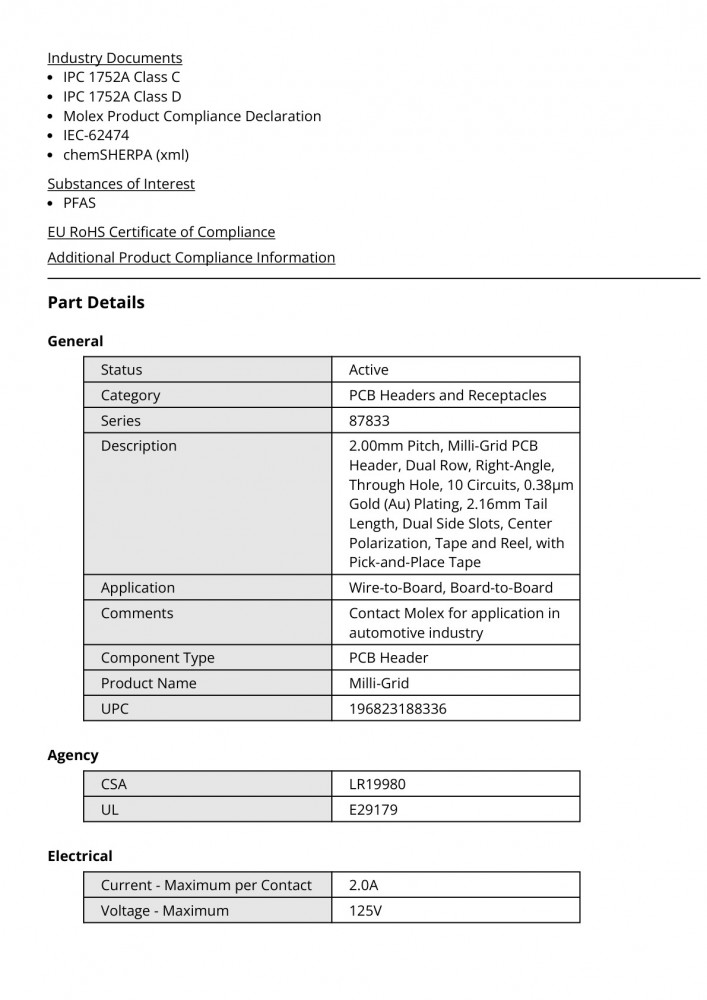 MOLEX 878331026 technical document preview, page 2