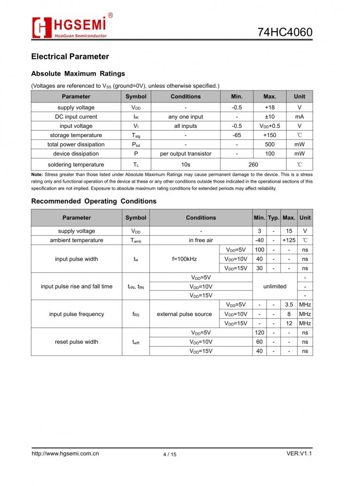 74HC4060M/TR datasheet page 4