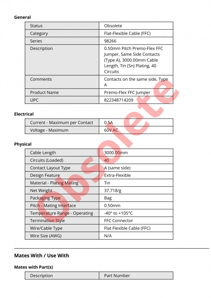 Technical document image 2 for MOLEX 982660636