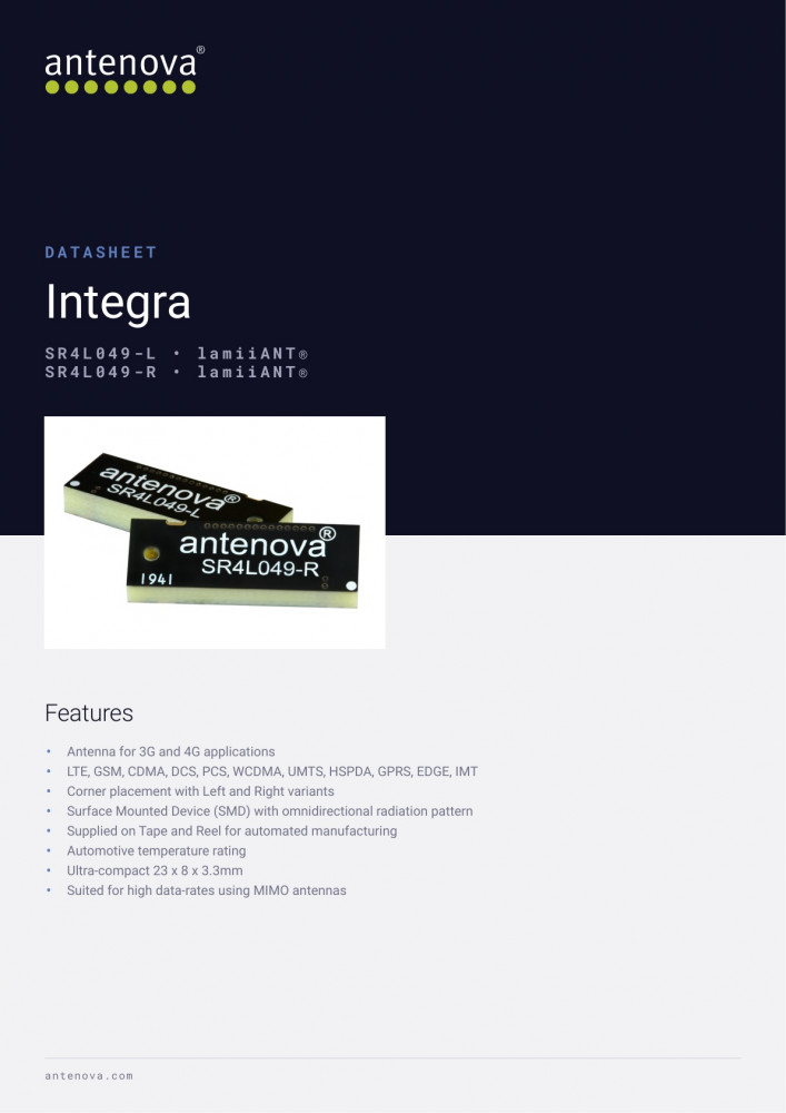 Antenova SR4L049-L datasheet page 1