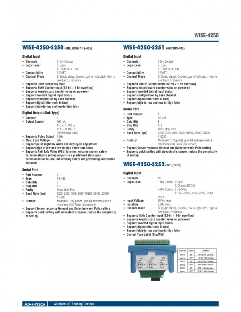 WISE-4250 technical document, page 3