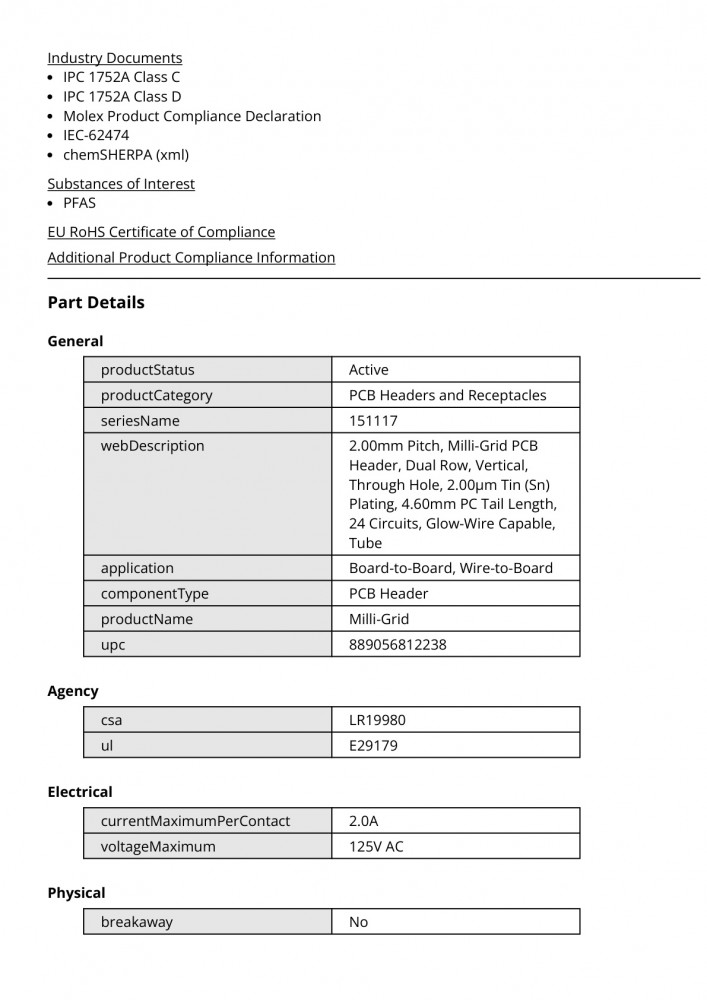 MOLEX product specification page 2
